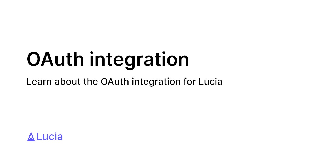 OAuth integration · Lucia OAuth integration · Lucia
